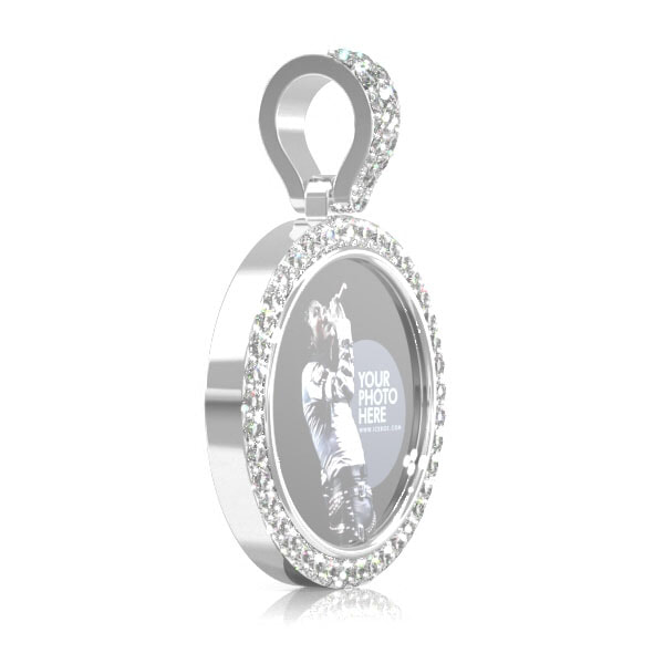 Icebox Round Picture Memory Diamond Pendant 14k Solid Gold 0.50ctw